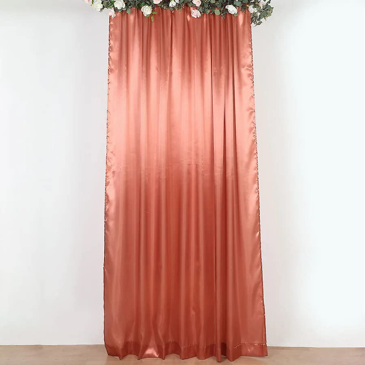 BalsaCircle 8x10 feet Terracotta Satin Curtain Wedding Photography Backdrop Panel Party Events Reception Photo Booth Home Decorations Supplies