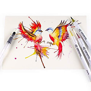 54 Watercolor Pens, 15 Page Pad & Online Video Tutorial Series by Chromatek. Real Brush Pens. 4 Blending Brushes. Easily Blendable. Vivid. Smooth. 50 Unique Colors. Professional Art Supplies