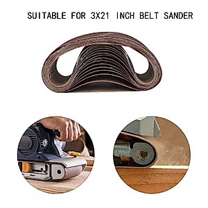 3X21 Sanding Belts 15PCS Belt Sander Paper Aluminum Oxide (3 Each of 80/120/150/240/400 Grits) Ideal for Wood Metal Paint Sanding