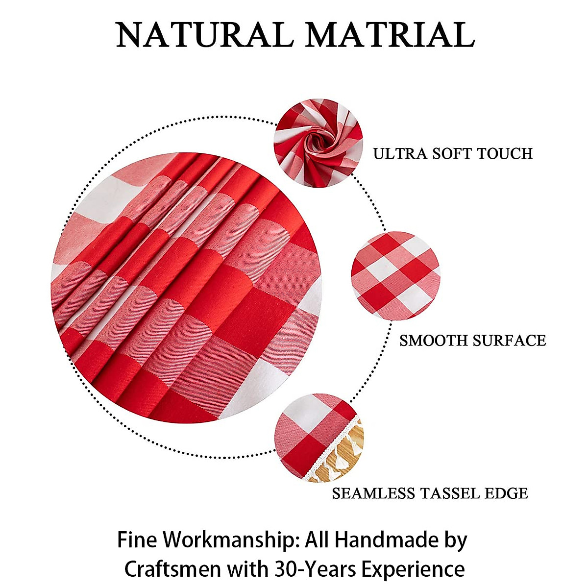 ShinyBeauty Buffalo Check Table Runner 13''x72'' Red and White Cotton Checkered Table Runner Buffalo Plaid Table Cover for Family Dinners Plaid Table Runner for Farmhouse Gingham Table Runner