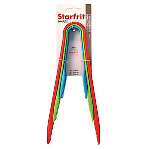 Starfrit Set of 3 Snap Fit Tongs, Red/Green/Blue