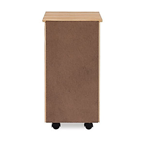 Linon Callie Multipurpose Six Drawer Natural Wood Rolling Storage Cart with Casters in Brown