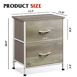 WLIVE Two 2-Drawer Nightstand and 5-Drawer Dresser Set, Fabric Dresser, Storage Organizer Unit with Fabric Bins for Closet, Living Room, Hallway, Nursery, College Dorm, Greige