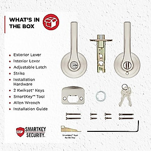 Kwikset Henley Entry Lever Door Lock, Secure Keyed Entrance with Reversible Handle, SmartKey Re-Key Security Technology and Microban Protection in Satin Nickel
