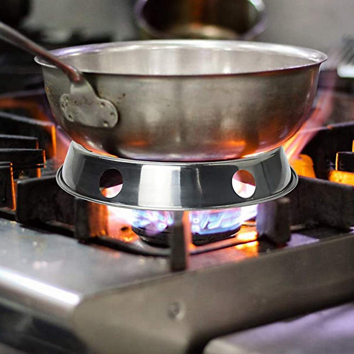 Jteyult 2PCS Stainless Steel Wok Ring Metallic Round Bottom Wok Rack 10.43X11.8Inch Universal Size Inch for Stove Fry Pans