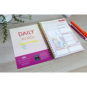 Tetris To Do List Daily Task Checklist Planner Time Management Notebook by Bright Day Non Dated Flex Cover Spiral Organizer 8.25 x 6.25