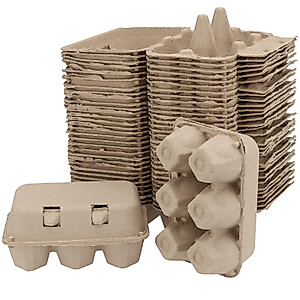 SEUNMUK 40 Pack 6 Cell Empty Egg Cartons, Brown Pulp Fiber Egg Tray Holder, Half Dozen Egg Container with Lids for Storing Eggs