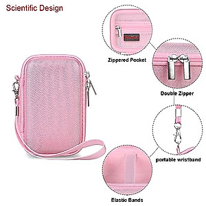 Elonbo Carrying Case for Makeid Label Maker Machine, Makeid L1 Portable Bluetooth Label Printer Handheld Label Printer Storage Holder Bag, Extra Mesh Pocket Fits Label Paper Cable, Pink