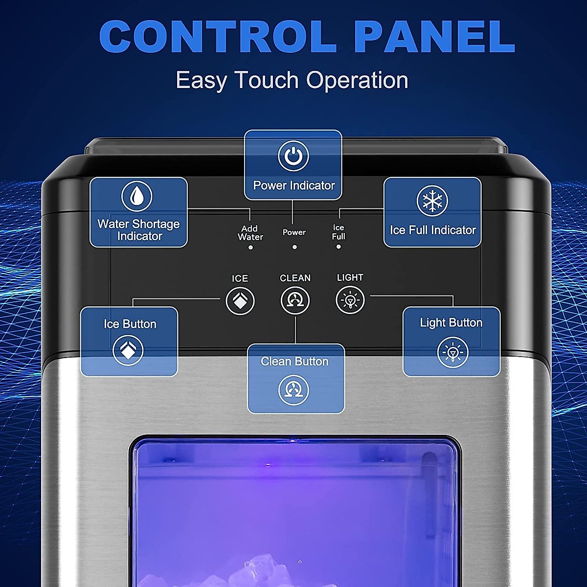 COSTWAY Nugget Ice Maker Countertop, 44 LBS Ice Makers with Built in Self-Cleaning, Intelligent Control Panel, Compressor and Ice Scoop, Portable Compact Ice Maker Machine for Party, Kitchen, Office