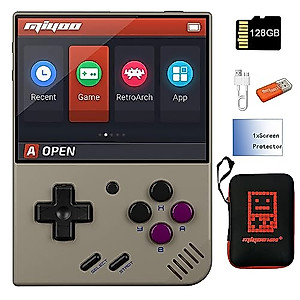 Miyoo Mini Plus Handheld Game Console 3.5 inch Classic System Retro Video Games Consoles Portable Rechargeable Hand Held 128G with Case Gray