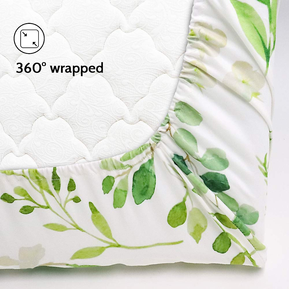 Crib Sheets HNHUAMING Neutral Baby Crib Fitted Sheets, Ultra Soft & Breathable 52 X 28 inch Crib Sheet Snug Fits for Standard Crib Mattress, Green Leaves
