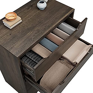 HOSTACK Modern 4 Drawer Dresser, Chest of Drawers with Storage, Wood Clothing Organizer with Cut-Out Handles, Accent Storage Cabinet for Living Room, Bedroom, Hallway, Dark Brown