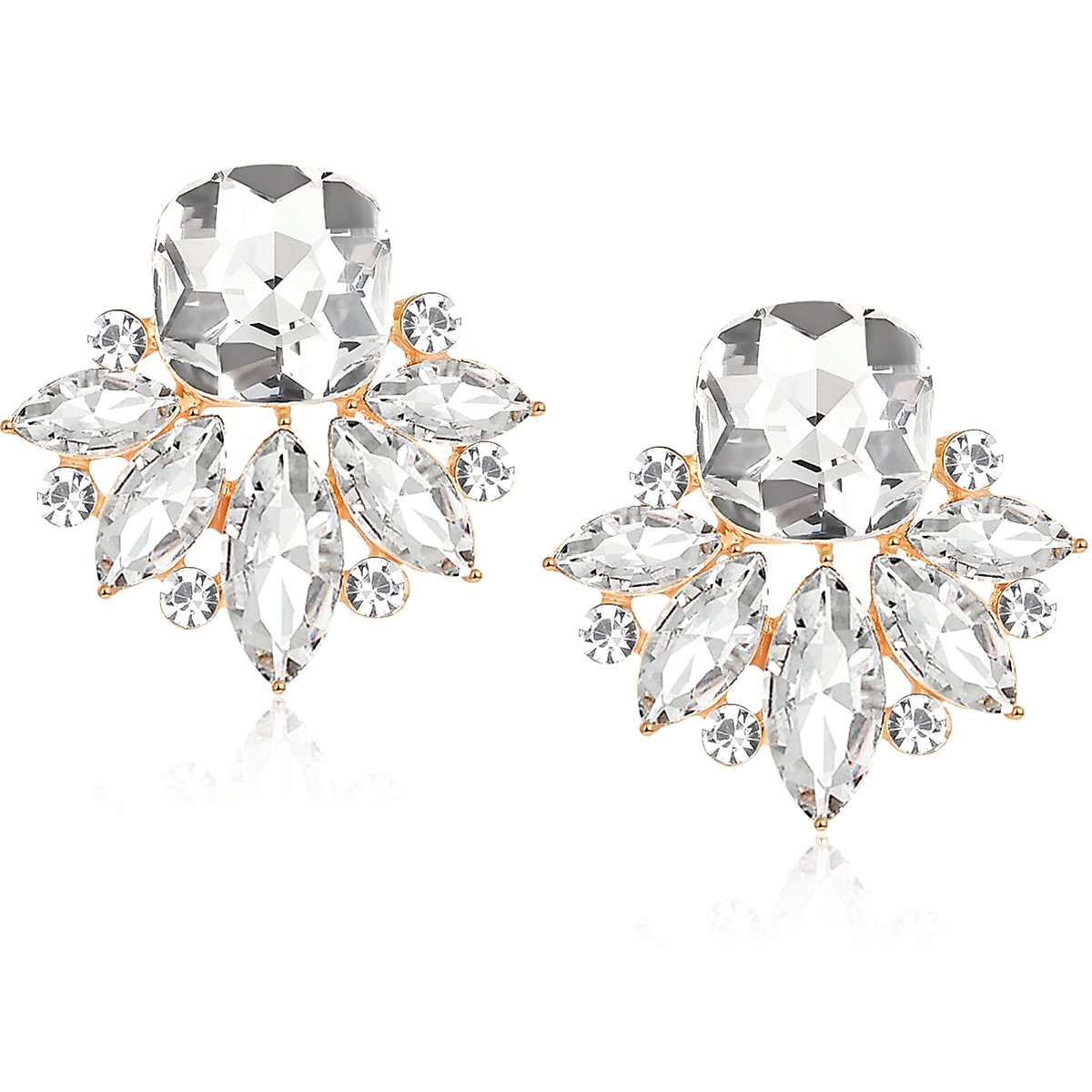 Clear Rhinestone Statement Earrings Fancy Crystal Drop Dangle Wedding Earrings for Women Bride Prom