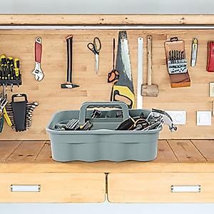 Minekkyes 4-Pack Plastic Caddies with Portable Handle, Supply Caddy Basket for Storage Cleaning Tool, Grey