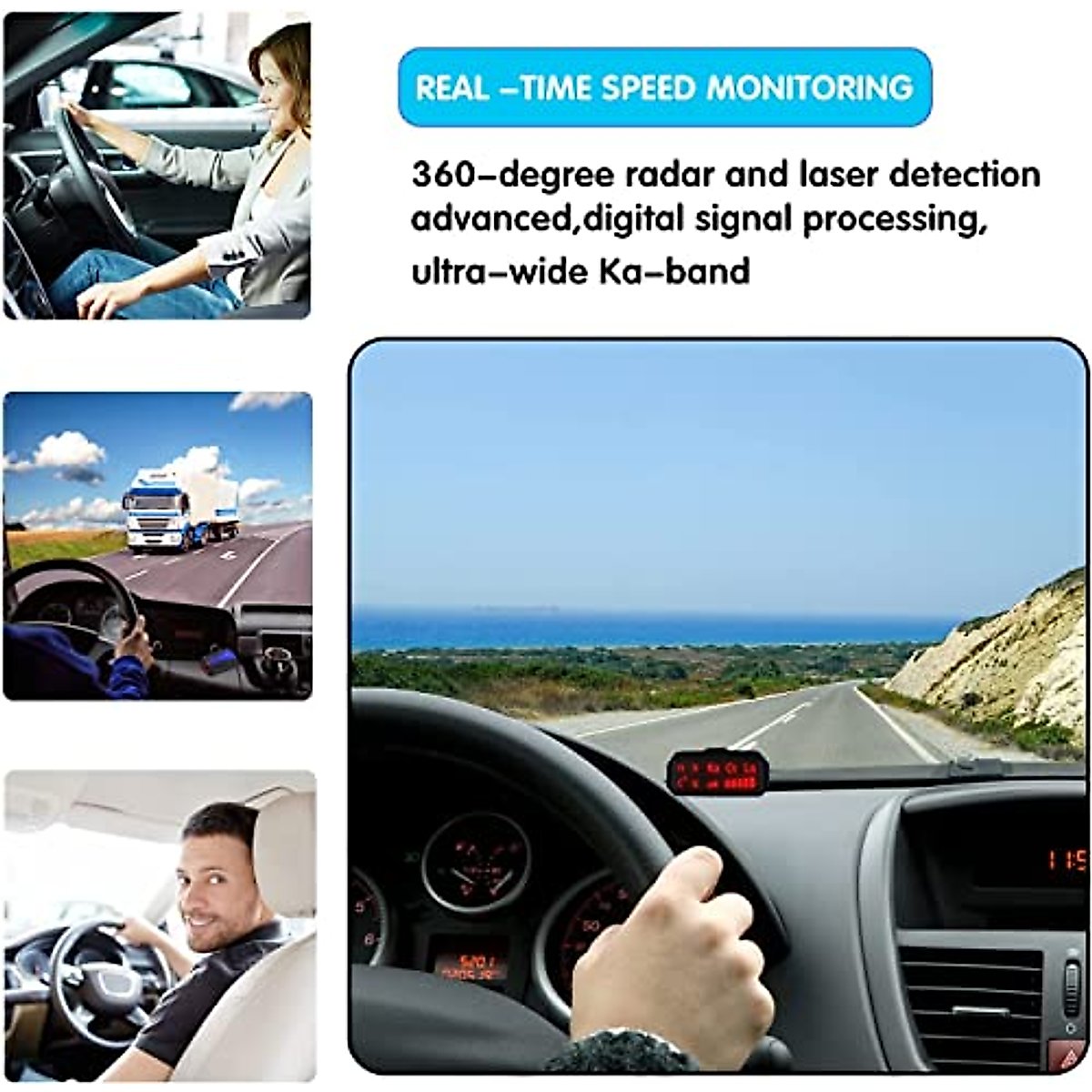 New Radar Detector, Driving Aids with Mute Memory, City/Highway Mode, Long Range Detection, Led Display, Ideal Gift for Cars （Blue）