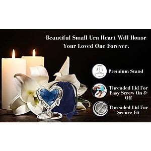 THE ASCENT MEMORIAL Small Love Heart Urn for Human Ashes | Mini Keepsake Funeral Ash Container for Human Remains with Display Stand, Velvet Carry Bag, Paper Funnel and Beautiful Gift Box