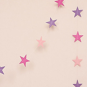 MY MIRONEY Star Bunting Garland Pink & Purple Twinkle Star Hanging Garland Birthday Party Decorations Glitter Stars Paper Party Banner,2.56" Width,13 ft