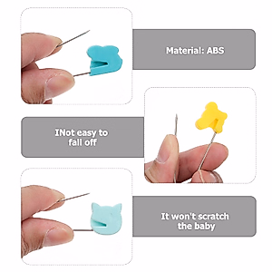 10pcs Safety Pins Diaper Pins Cute Animal Head Cloth Pins with Locking Closures U- Shaped Nappy Pins Buckle for Napkins Garment Repair Pins Random Color