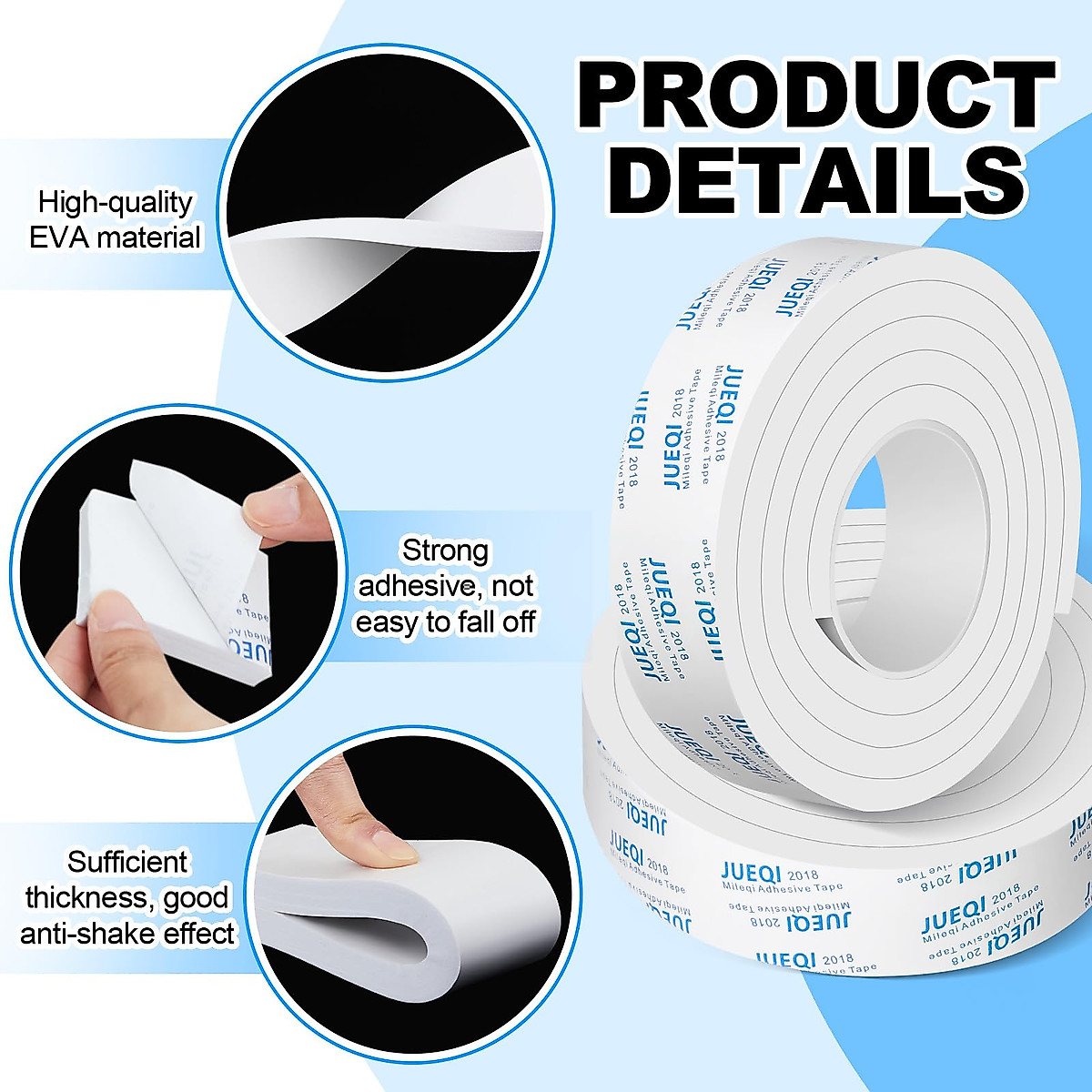 Pangda 3 Rolls Headboard Stoppers for Bed Frame Furniture Bed Stoppers Self Headboard Wall Adhesive Protector Tool Adjustable Anti Shake Pad Soundproof Banging, White