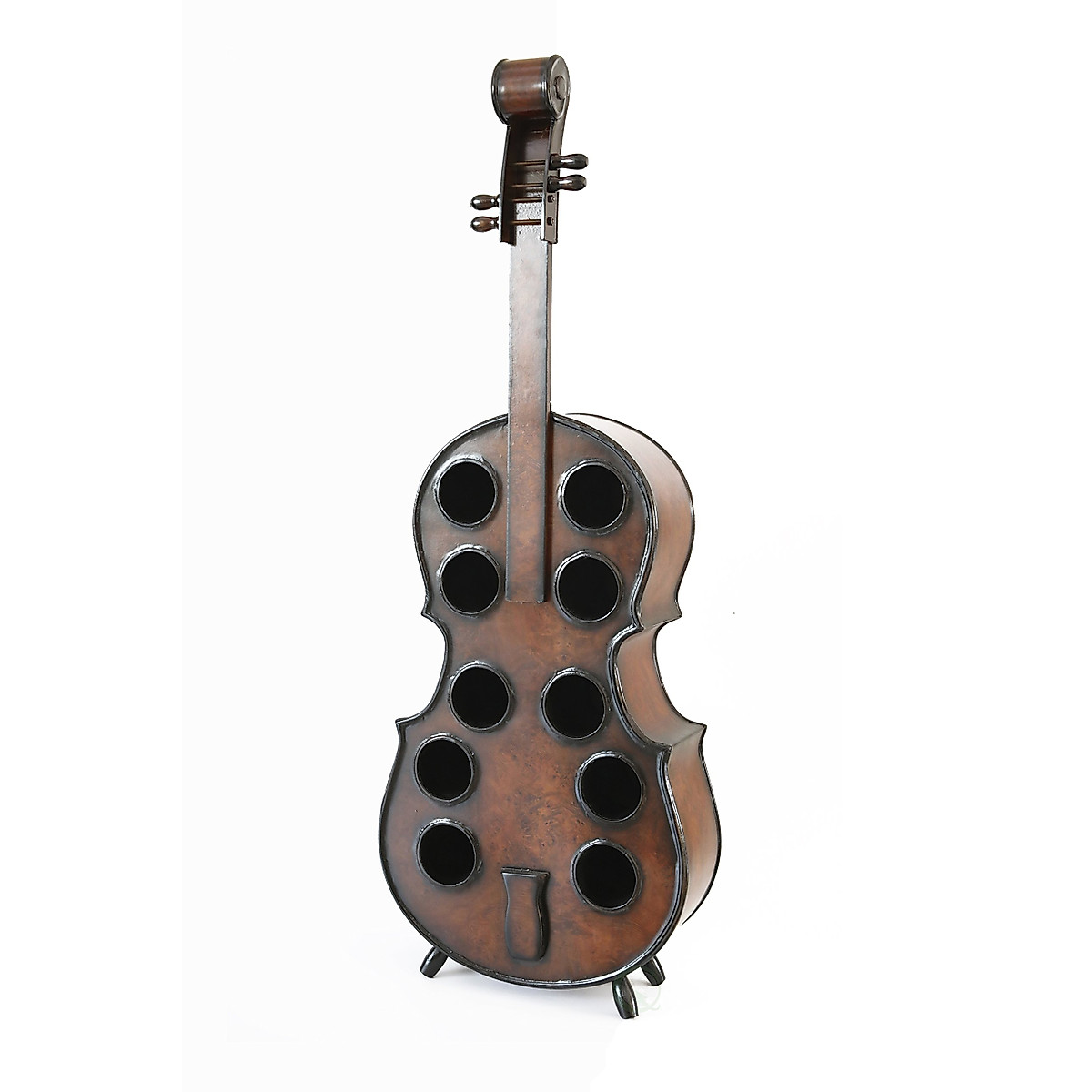 Wooden Violin Shaped Wine Rack, 10 Bottle Decorative Wine Holder