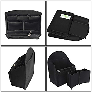 VANCORE Felt Backpack Insert Organizer for Rucksack Handbag Travel Shoulder Bag (Black,Large)