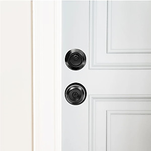 Cielsa Dawn Exterior Door Knobs Exterior Door Lock Set with Deadbolt, Single Cylinder Deadbolt Door Locks with The Same Keys,Round Ball,Matte Black(2Pack)