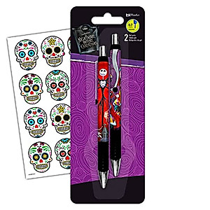 Nightmare Before Christmas School Set - Bundle with 2 Nightmare Before Christmas Pens and Sugar Skull Stickers (Nightmare Before Christmas School Supplies)
