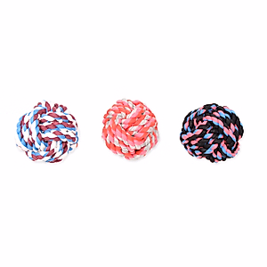 Mammoth Flossy Chews Monkey Fist Ball – Premium Cotton-Poly Rope Ball Toy for Dogs – Interactive Dog Rope Toy – Rope Dog Chew Toy & Fetch Toy for Small to Medium Dogs - Large 4.75” - Assorted Colors
