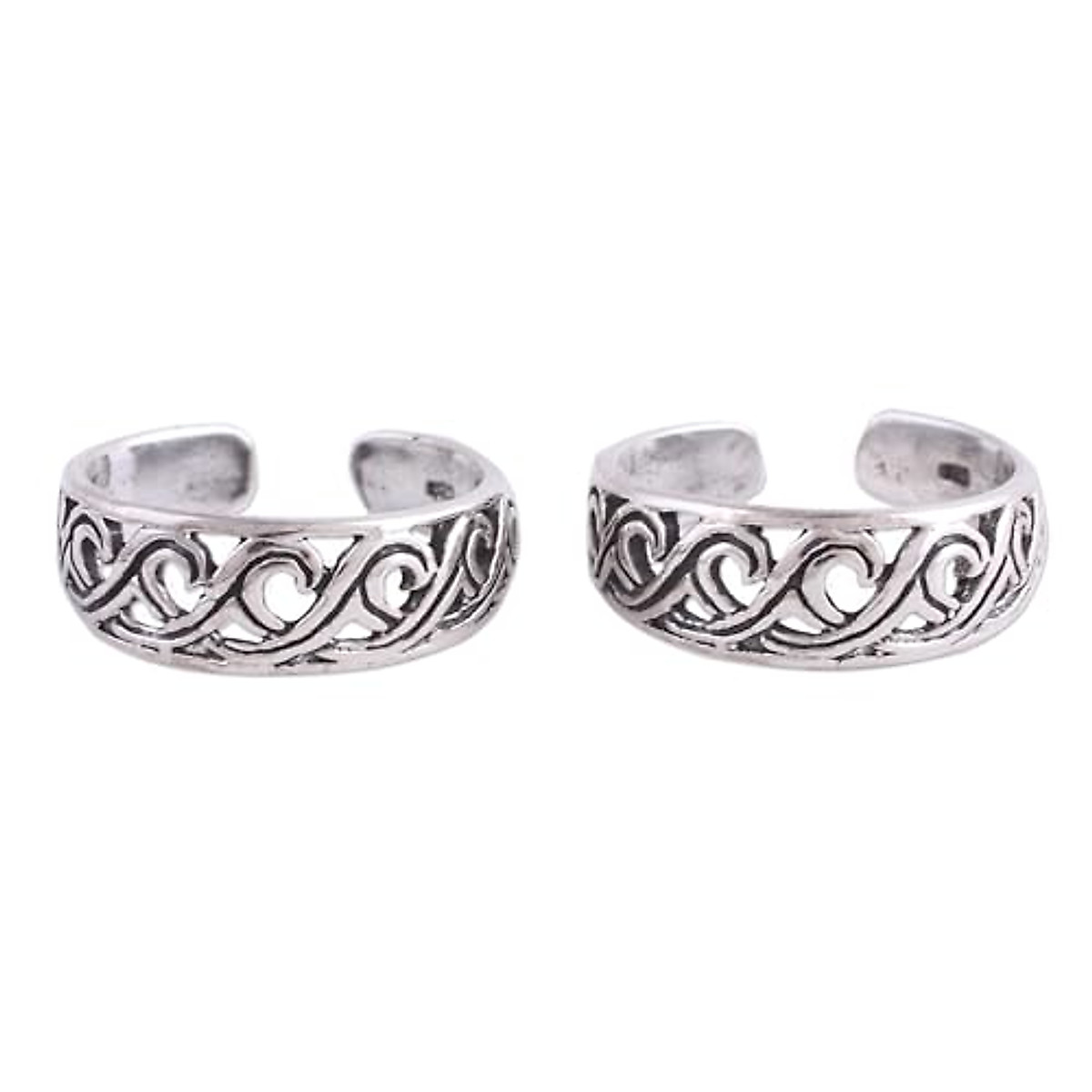 NOVICA Artisan Handcrafted Sterling Silver Toe Rings Pair of from India No Stone Wrap [width (each 2) 5 mm W] ' Fascinating Swirls' Pair