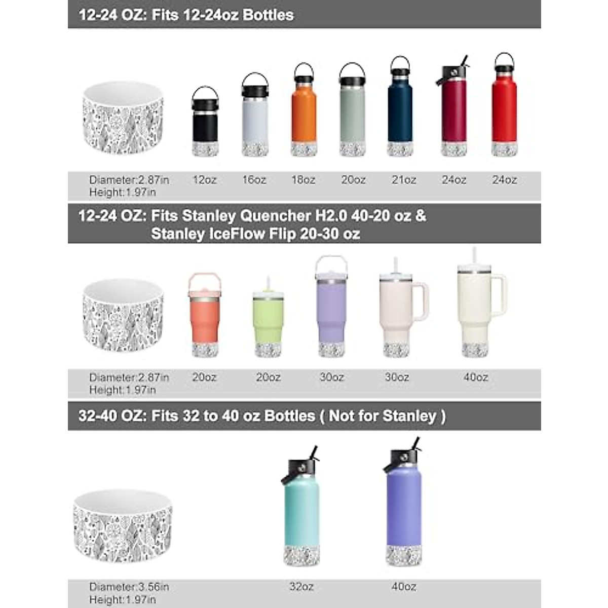 CHEETAH Protective Silicone Boot for Hydro Flask 12-40 oz Water Bottle,Compatible with Stanley 20-40 oz Tumbler Cups,Iron Flask,Simple Modern,Owala,BPA Free Bottle Bottom Sleeve Cover Accessories