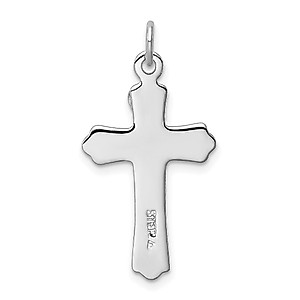 Diamond2Deal 925 Sterling Silver Rhodium-plated Gold-tone INRI Religious Crucifix Cross Pendant for Women (L- 29 mm W- 15 mm)