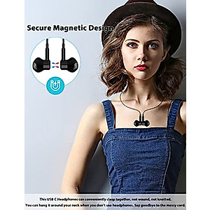 APETOO USB C Headphones for Samsung S22 S23 Ultra S21 S20 FE A53 Note 10 Plus,Magnetic USB Type C Earphones Wired Earbuds with Mic HiFi Stereo Noise Canceling for iPad Pro Pixel 7 6 Pro 6a 5 OnePlus 9