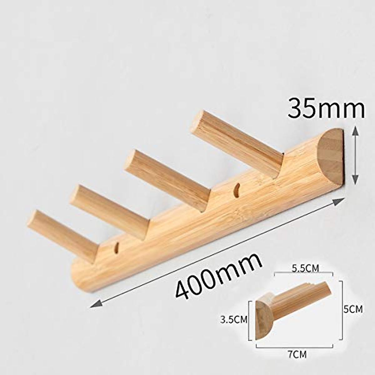 Moetron Modern Wall Mounted Coat and Hat Rack –4 Pegs, Beautiful Bamboo Wood Entryway Hanger with Screws - Wooden Bedroom and Bathroom Robe Towel Racks - Easy Assembly, Durable , Classic Design