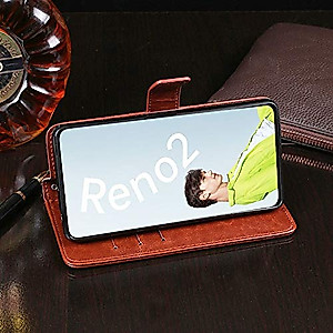 Case Cover Compatible with Oppo Reno2,Leather Flip Wallet Case with Card Slot,Stand Holder and Magnetic Closure, Case for Oppo Reno2