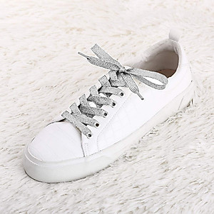Allegra K Glitter Shiny Metallic Sparkling Shimmery Flat Sneakers Shoelace Shoe Laces Strings 110cm/43.31" Silver