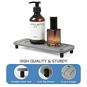 Homusthave Sink Caddy Instant Dry Sink Organizer, Sponge Holder for Kitchen Sink, Diatomaceous Earth Fast Drying Stone Sink Tray for Kitchen Bathroom Countertop, Linen Gray