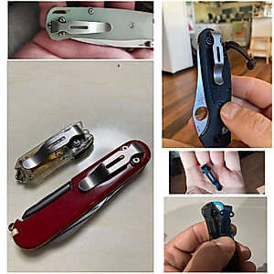 TorSor 2 Pack Deep Carry Pocket Clip Stainless Steel Folding Knife Back Clips for Knife 515 535 Series Practical Waist 2 Hole Support Stand Grip DIY Outdoor Accessories Tool