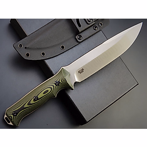 Eafengrow EF128 Fixed Blade Knife DC53 Steel Blade, Two Tone G10 Handle Full Tang Fixed Knifes Straight Knife for Working Camping Hunting Adventure Field EDC Tool Knife(Silver)