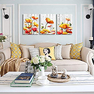 Bedroom Decoration kitchen Wall Artworks Canvas Wall Art for Living Room, 3 piece bathroom Wall decor Yellow flowers Watercolor painting posters Pictures office restaurant wall painting Home decor