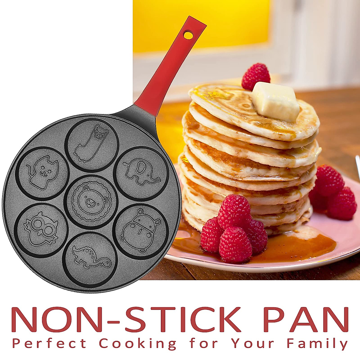 DAYOOH Pancake Maker for Kids, Waffle Maker Breakfast, Sarten Para Pancakes, Egg Cooker Pan Mini Pancakes Pan Animal Pancake Molds Pancake Shapes Nonstick Crepe Pan Pancake Griddle