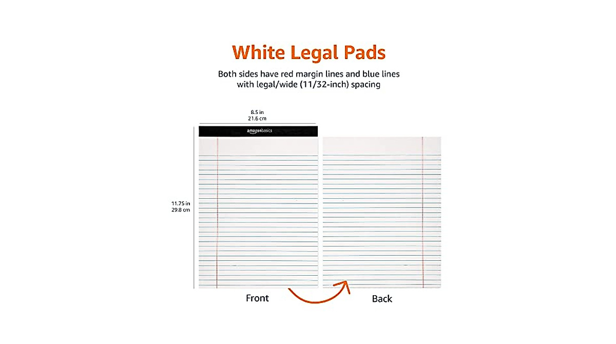Amazon Basics Wide Ruled Notepads - 12 Pack for Office & School