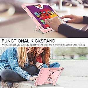 GaoBao Samsung Tab S7 FE 12.4'' Case, 3 in 1 Heavy Duty Pencil Holder Hybrid Hard Soft Bumper Drop Protective Tablet Case for Samsung Galaxy Tab S7 FE 12.4''/ S8 Plus 2022/ S7 Plus 2020, Rose Gold.