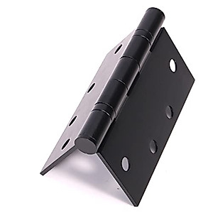 6-Pack 4.5 X 4.5" inch Black Heavy Duty Commercial Door Hinge Thickened, Silent Plain Steel Ball Bearing Door Hinges, Thickness 3 mm Stainless Steel Square Corners with 48 Screws