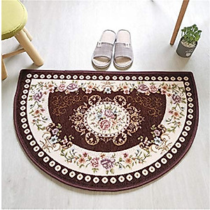 Semi Circle Door Mat, Soft Half Moon Rug, Floral Anti-Slip Carpet for Home Entrance Bedroom Living Room Bathroom Indoor Outdoor, 23.6 x 35.4inch