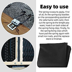 Wokape 31Pcs Couch Spring Repair Set, 27 Inch No Sag Springs, S-Clips, Hooks, Dual Hook Tension Springs, Nails and Dust Cover, Sofa Upholstery Spring Replacement Kit for Repair Couch Recliner Chair