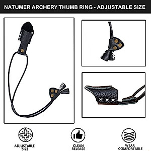 NATUMER Archery Thumb Ring Handmade Finger Protector Thumb Guard for Outdoor Shooting Accessories Finger Tab (Black)