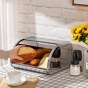 ALIMORDEN Stainless Steel Bread Box/Bin/kitchen Storage Containers with Roll Top Lid for Kitchen Counter Dry Food Storage Container Store Bread Loaf