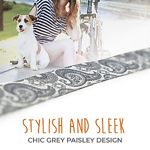 Mighty Paw Grey Paisley Designer Collar - Patterned Collar - Soft Polyester Webbing - Heavy-Duty Hardware - Premium Weather-Resistant Dog Collar - Adjustable Collar for All Dog Breeds - Medium