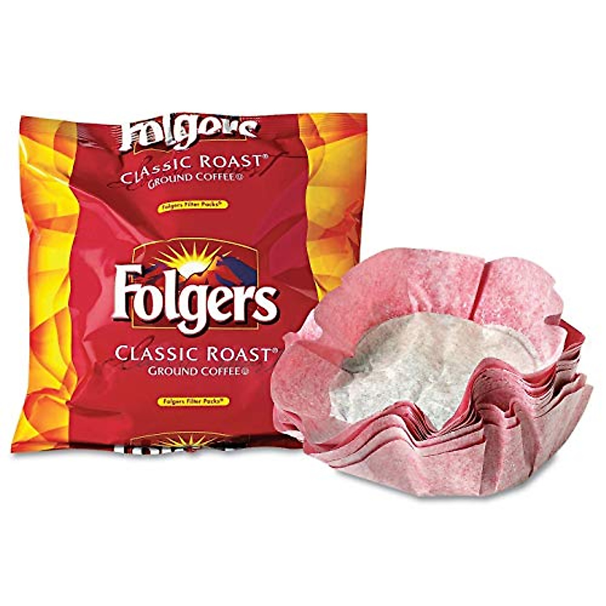Folgers Classic Roast Filter Packs, Premeasured Ground Coffee and Filter in a Single Pouch, 4 Boxes 160 Count