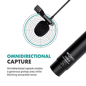 Movo LV4-O2 XLR Phantom Power Omnidirectional Lavalier Microphone Set, with Lapel Mic Clips and Windscreens - Perfect Lapel Microphone for Video Recording, Podcast, Interview, YouTube Production